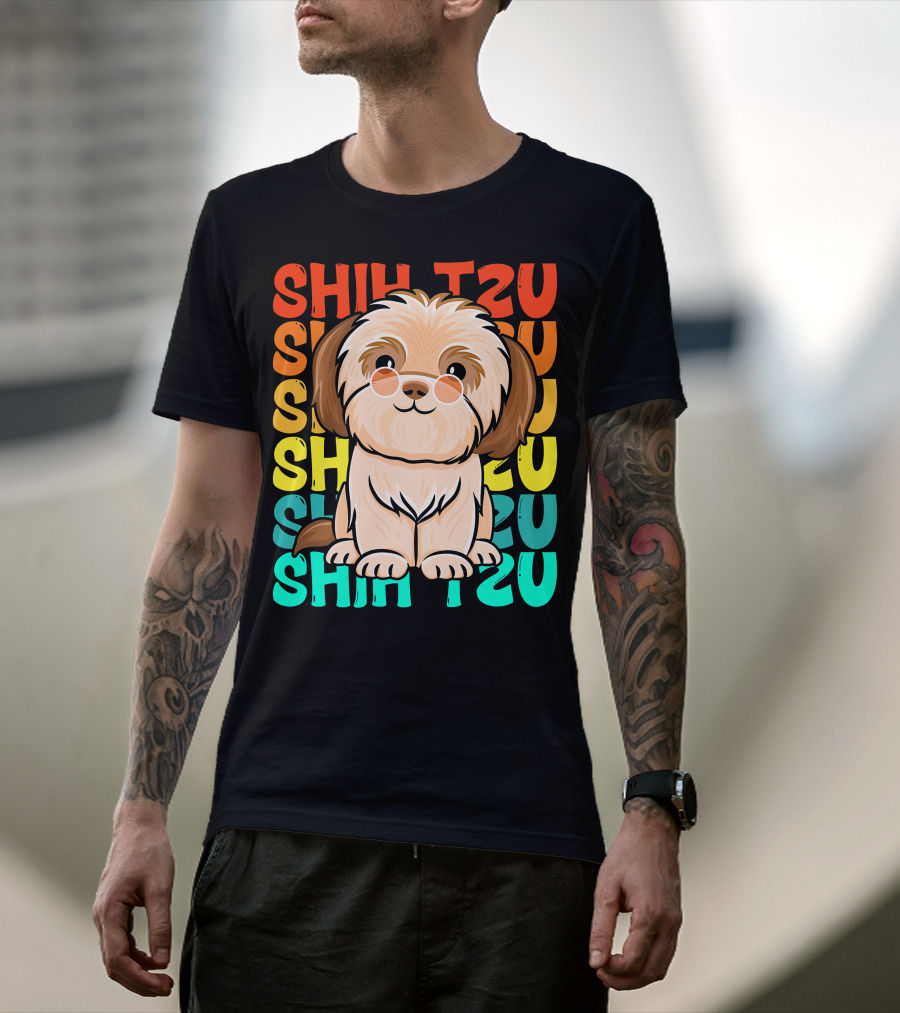 Shih Tzu Vintage Shihtzu Dog Retro Colors T-Shirt