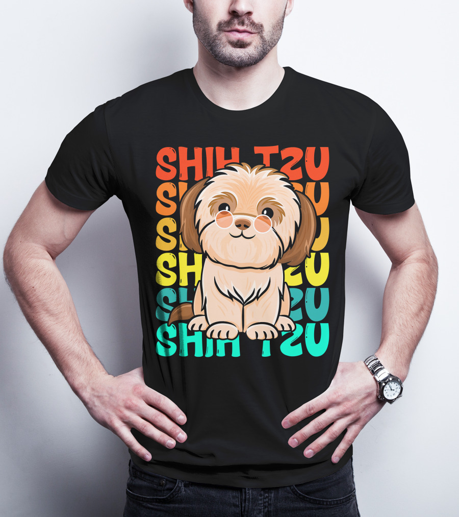 Shih Tzu Vintage Shihtzu Dog Retro Colors T-Shirt