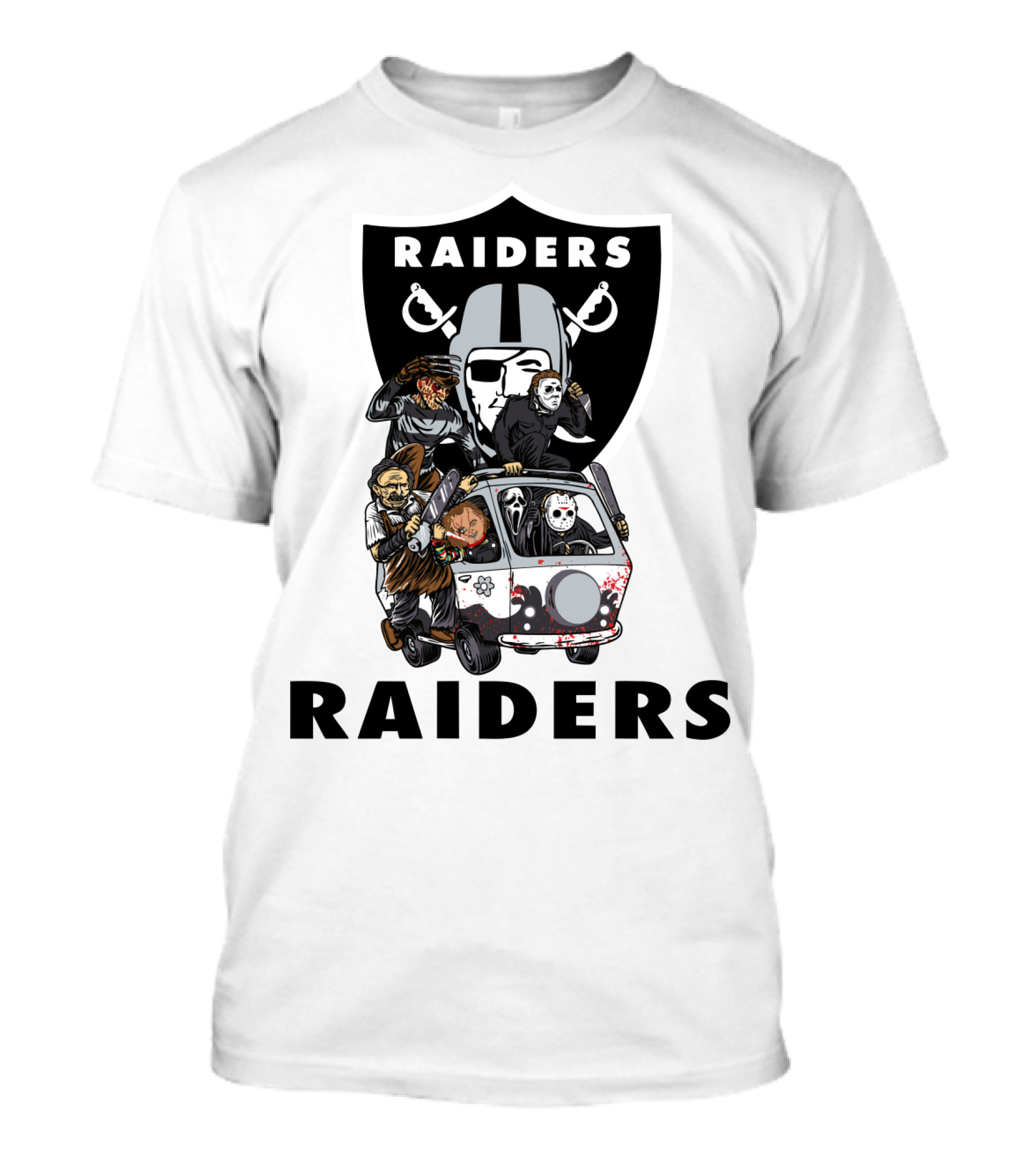 Raiders Horror Movies Edition Retro Van Halloween Crossover T-Shirt