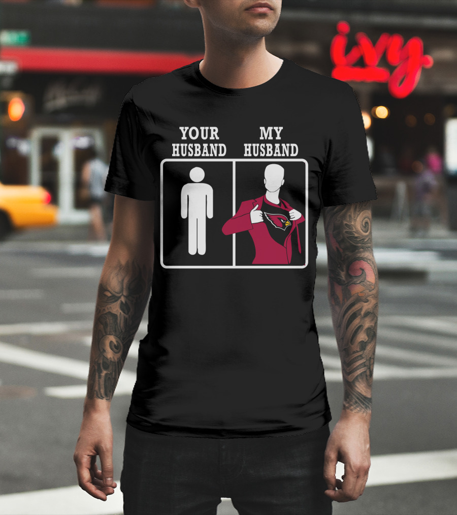 Your Husband My Husband Arizona Cardinals Logo Superman Style T-Shirt