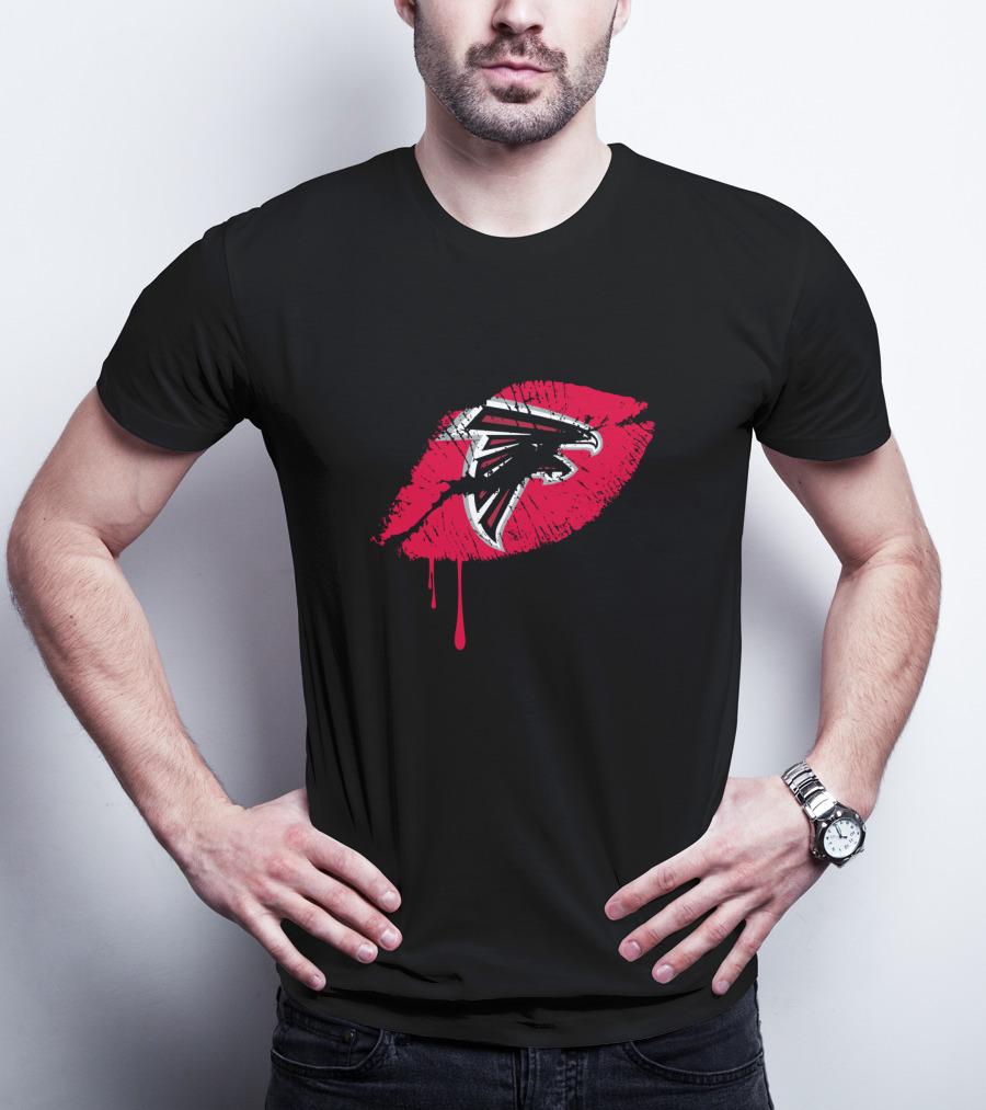 Atlanta Falcons Red Lip Print With Iconic Falcon T-Shirt