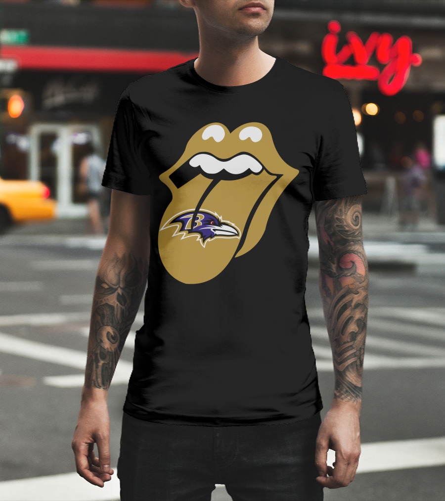Baltimore Ravens Rolling Stones Tongue T-Shirt
