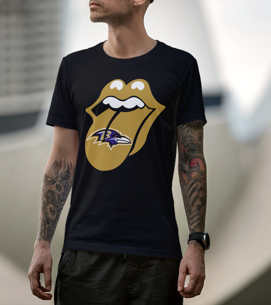 Baltimore Ravens Rolling Stones Tongue T-Shirt
