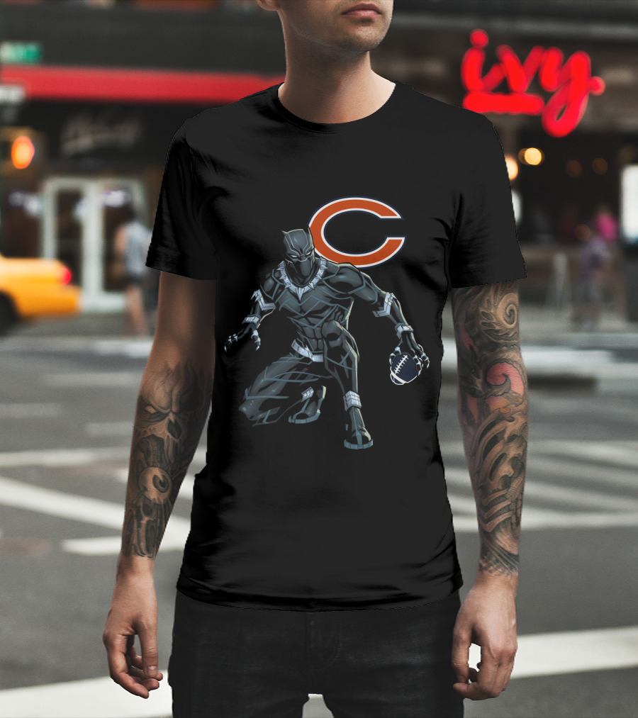 Chicago Bears Black Panther Football Crossover T-Shirt