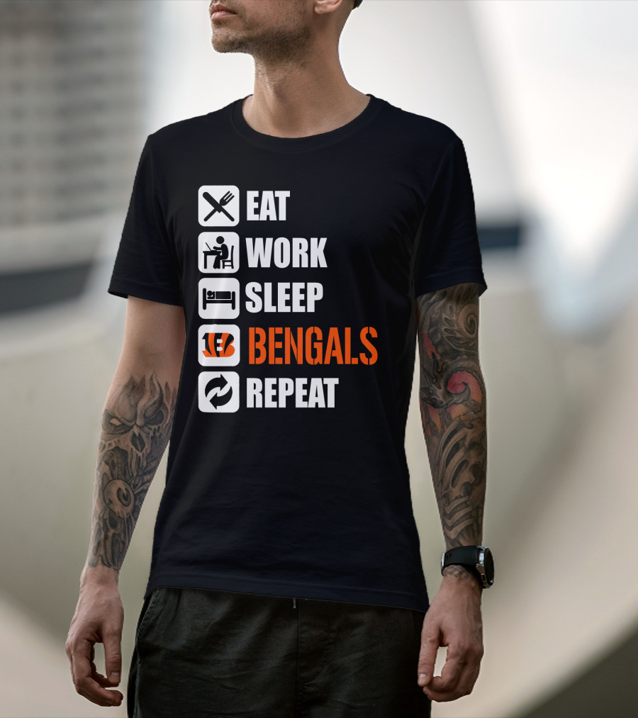 Eat Work Sleep Bengals Repeat T-Shirt