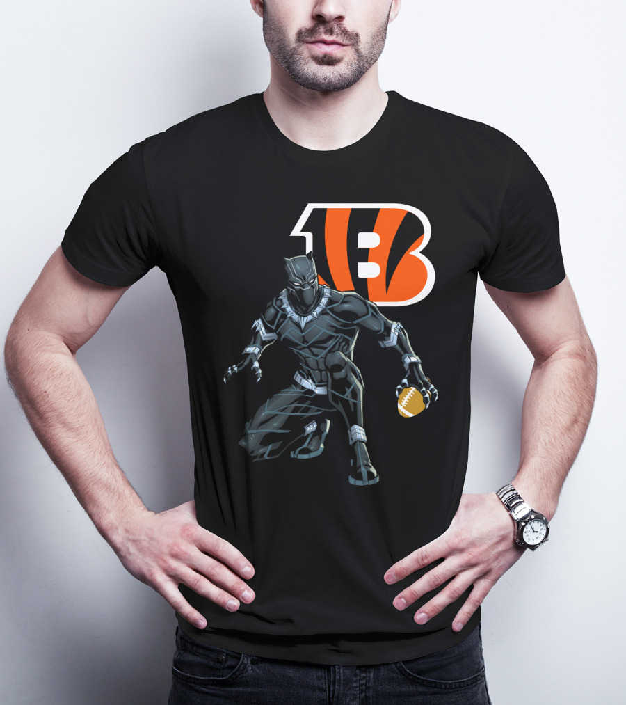 Cincinnati Bengals Black Panther Football T-Shirt