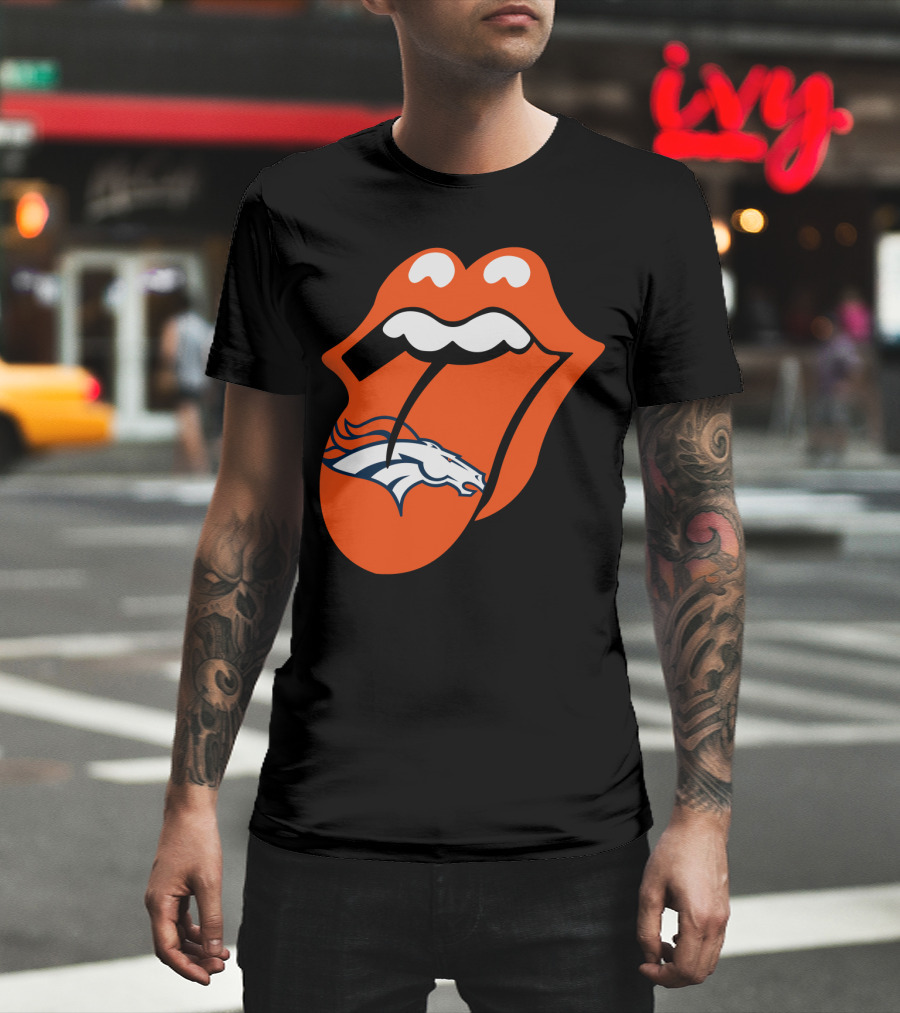 Denver Broncos Rolling Stones Tongue Logo Fusion T-Shirt