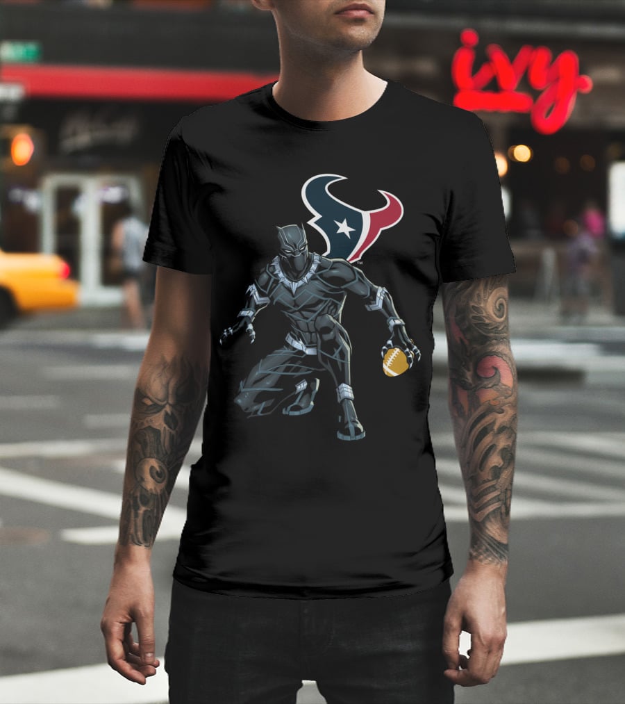 Houston Texans Black Panther Football Fusion T-Shirt