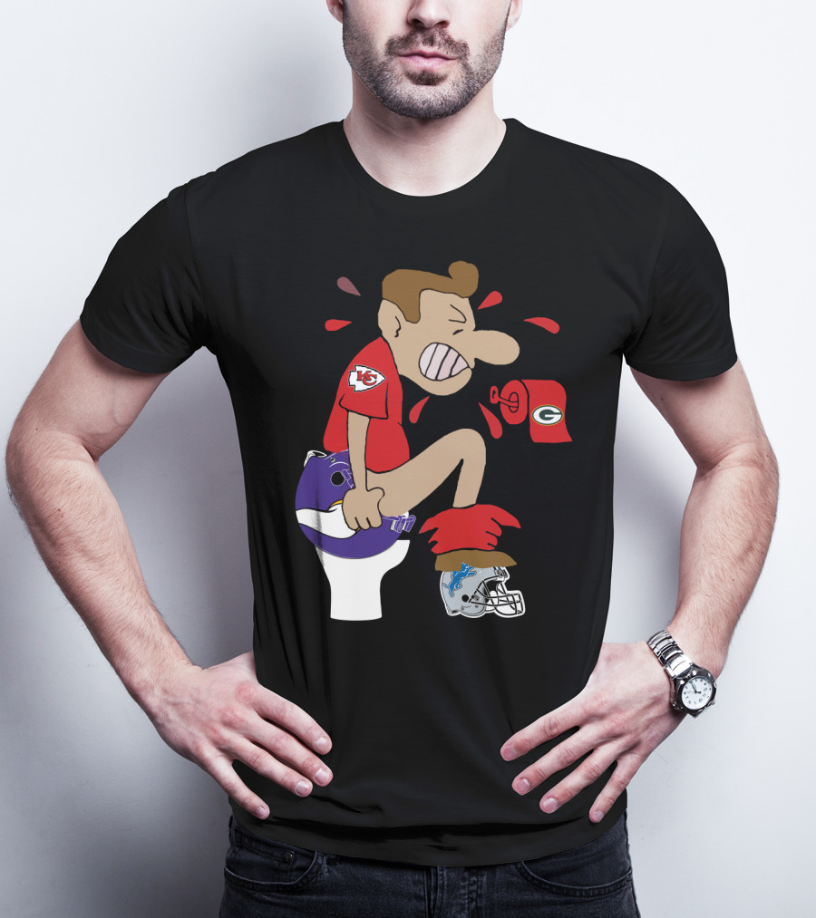 Kansas City Chiefs Rivalry Humor With Vikings Packers And Lions Toilet Theme T-Shirt
