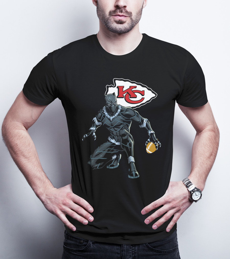 Kansas City Chiefs Black Panther Football Fusion T-Shirt