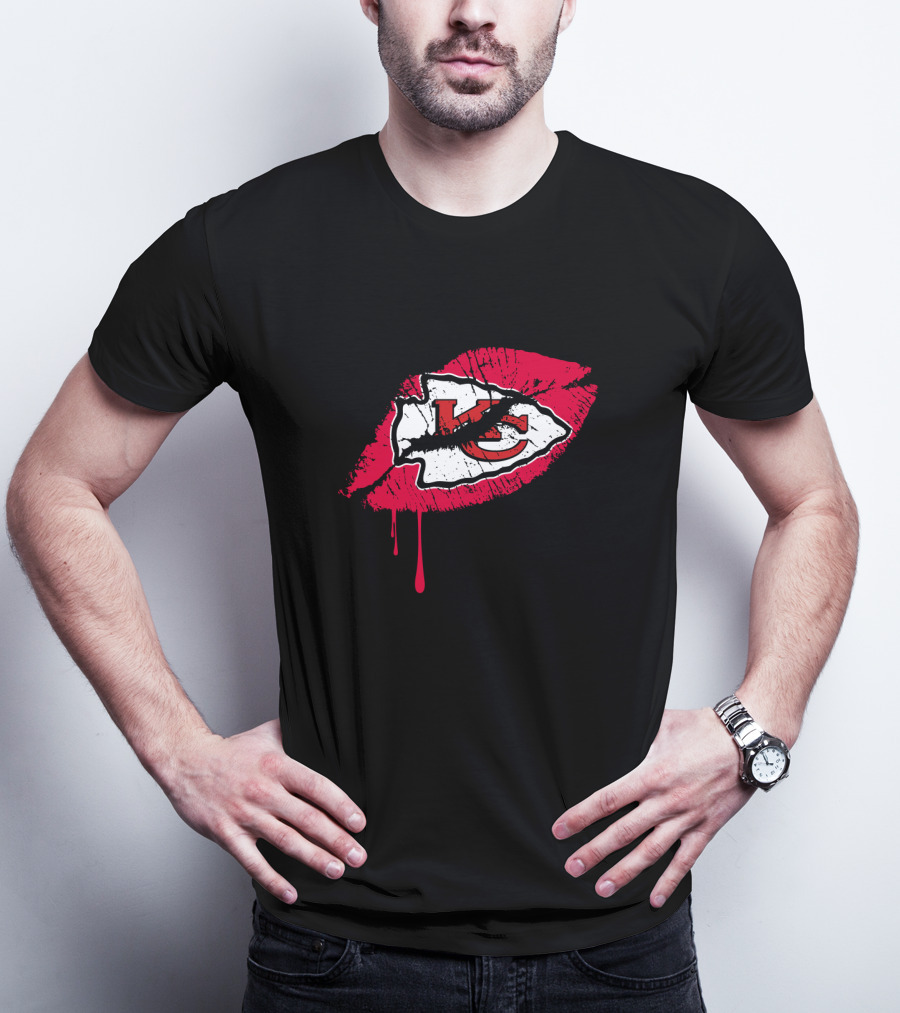 Kansas City Chiefs Kc Logo Red Lips T-Shirt