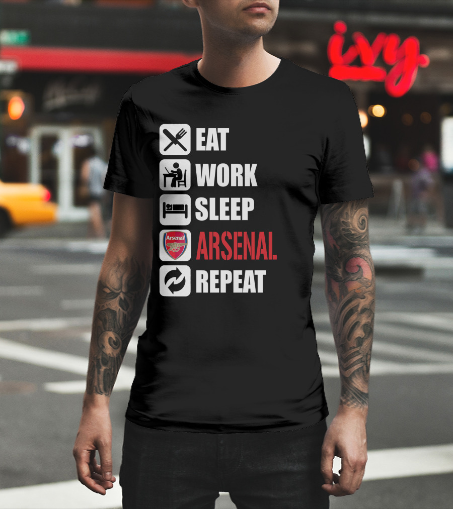 Eat Work Sleep Arsenal Repeat T-Shirt