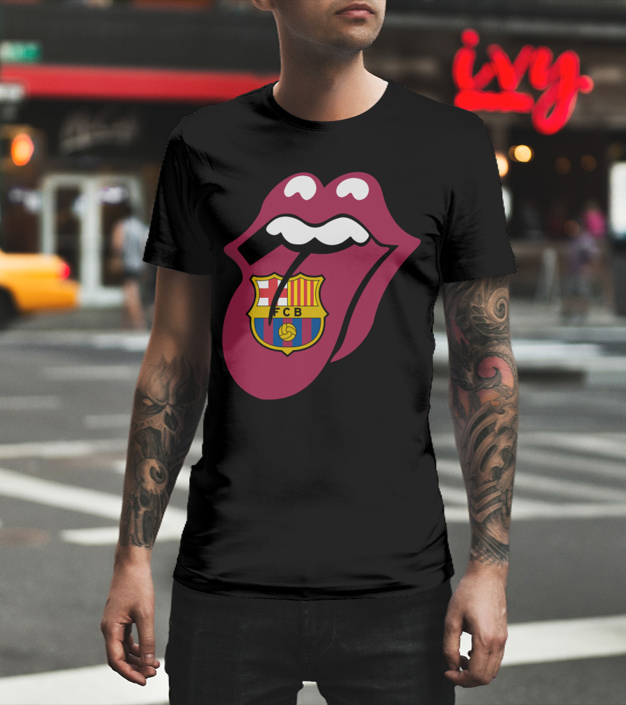 Barcelona Fcb Rolling Stones Logo Fusion T-Shirt