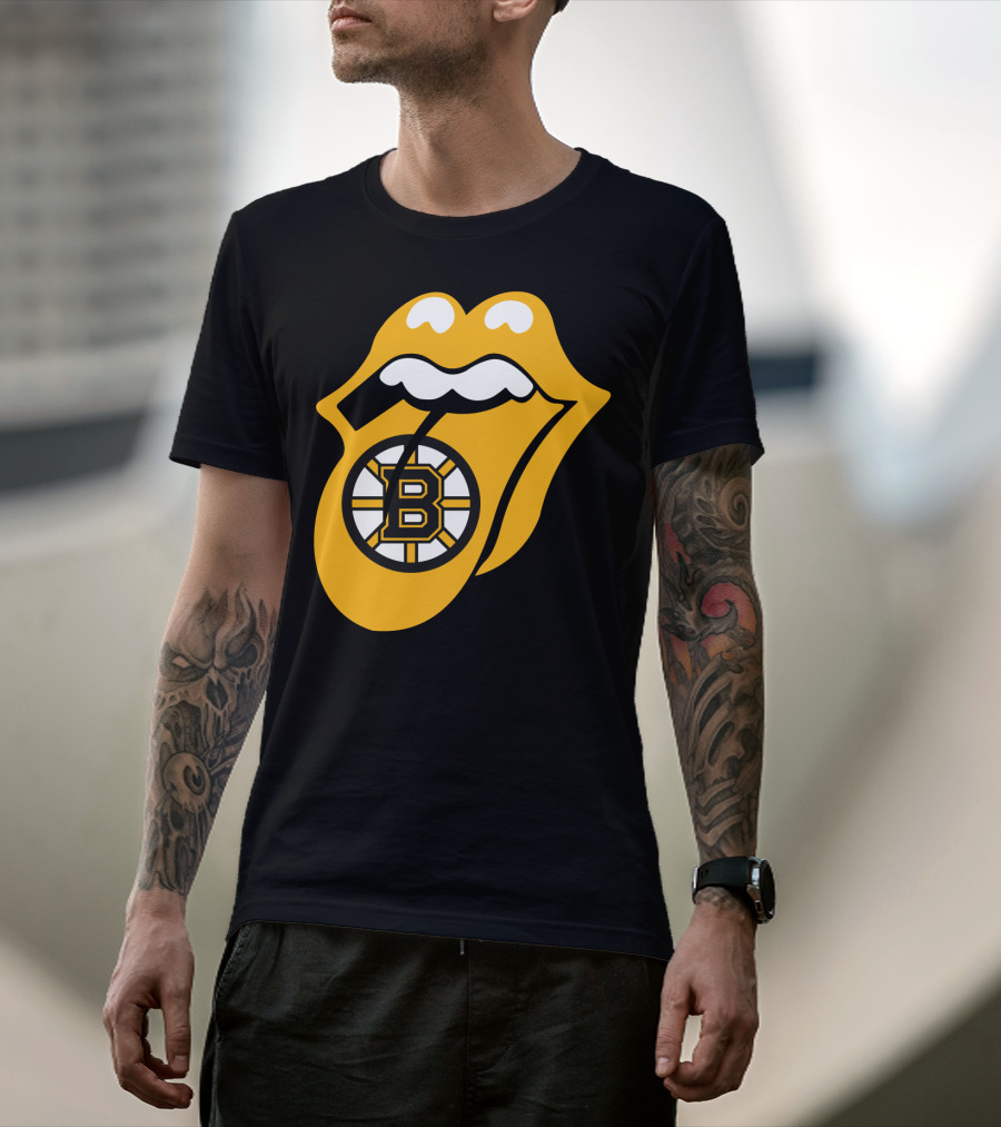Boston Bruins Rolling Tongue Logo Icons T-Shirt