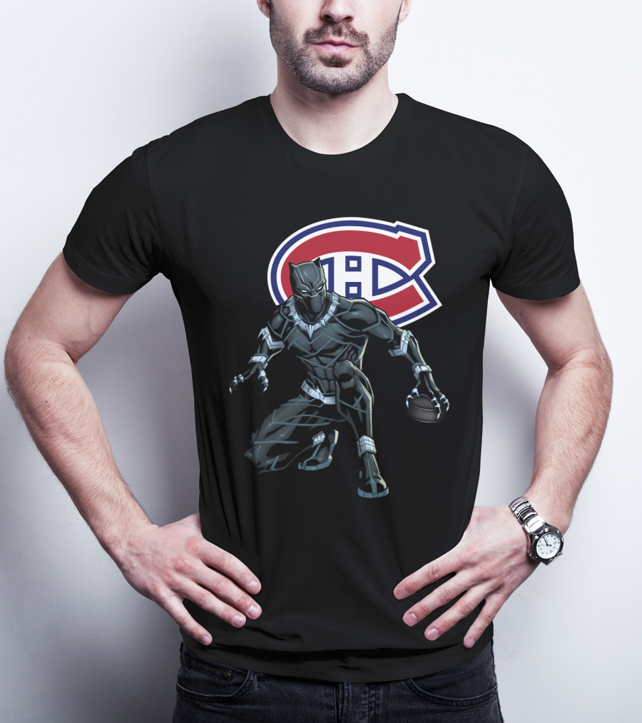 Montreal Canadiens Black Panther Crossover Hockey T-Shirt