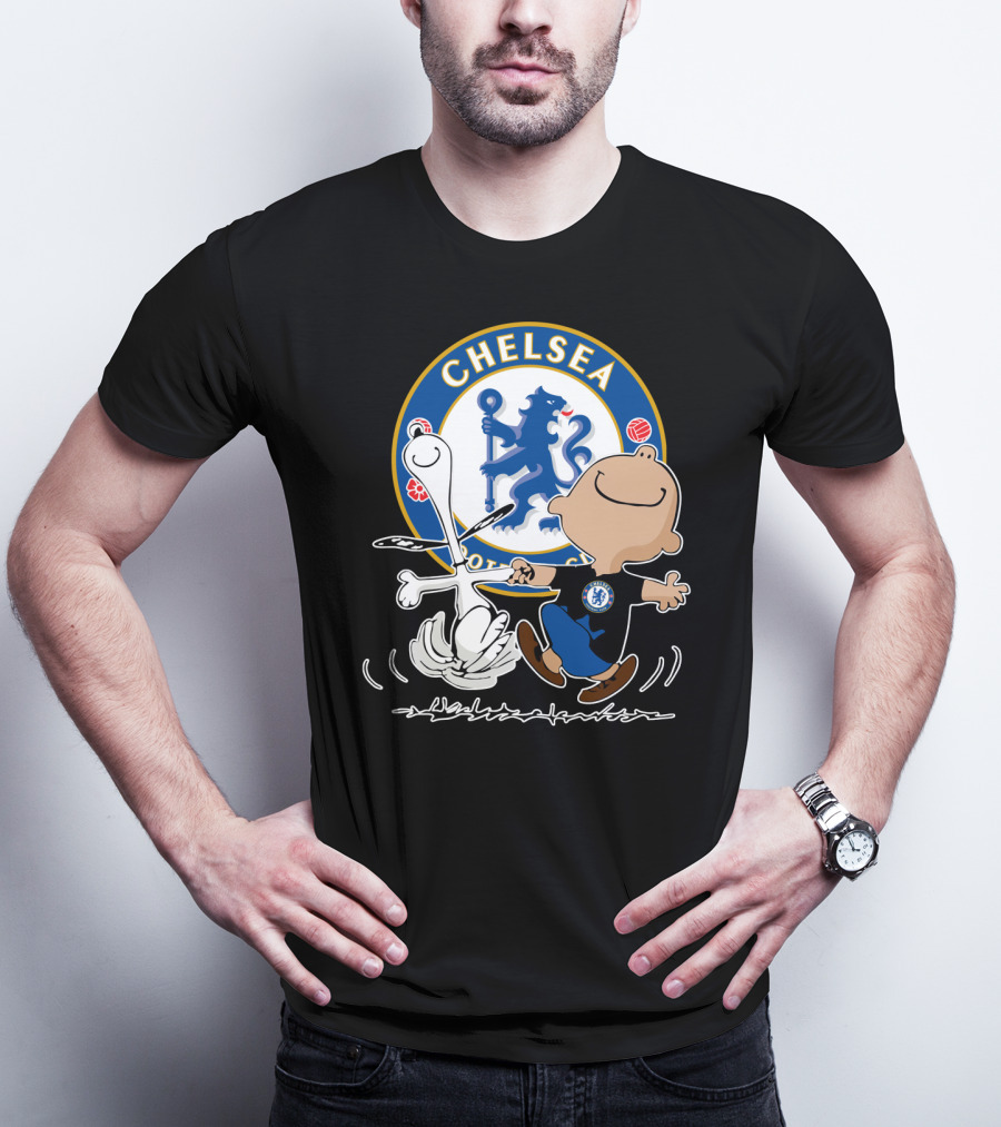 Chelsea Blue Lion Dancing Peanuts Characters T-Shirt