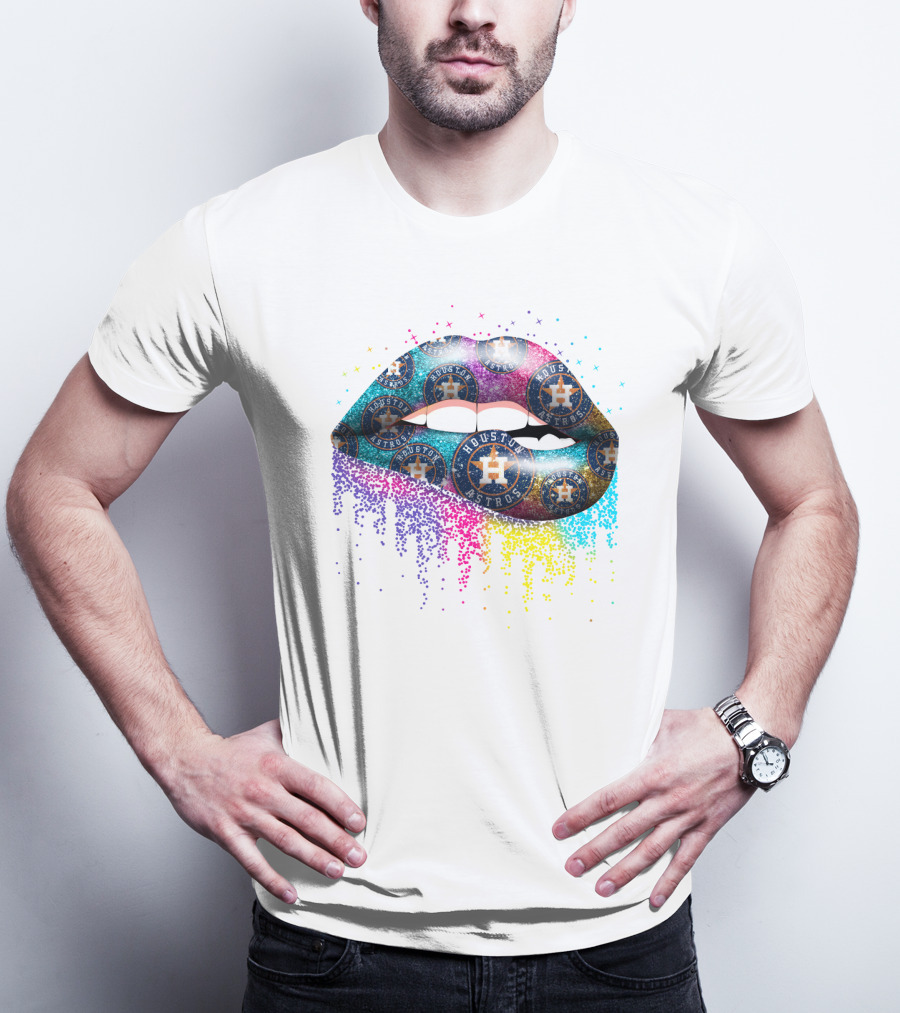 Houston Astros Logo Glitter Lip T-Shirt