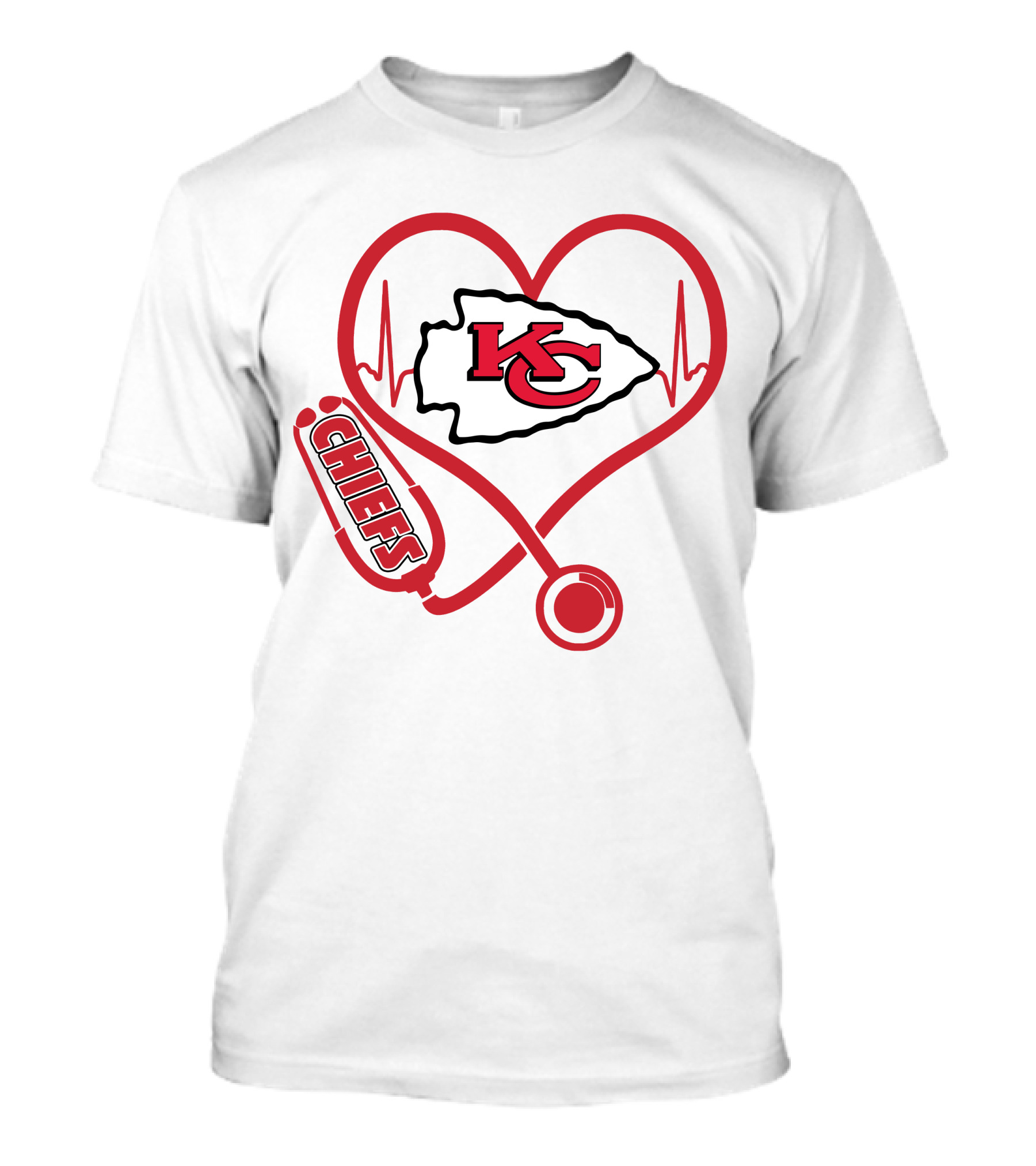 Nurse KC Chiefs Stethoscope Heartbeat T-Shirt