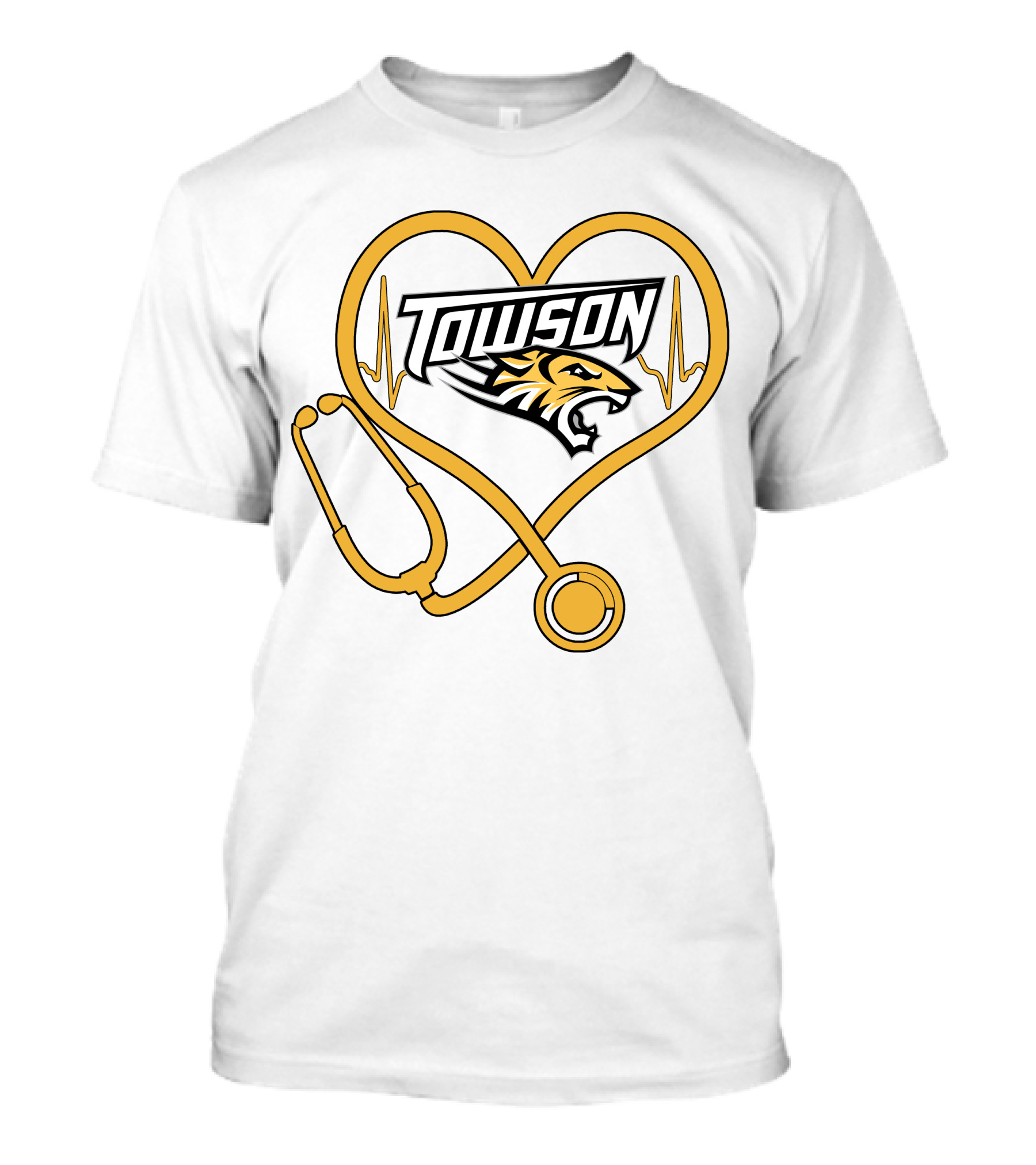 Towson Nurse Stethoscope Heartbeat Tiger T-Shirt