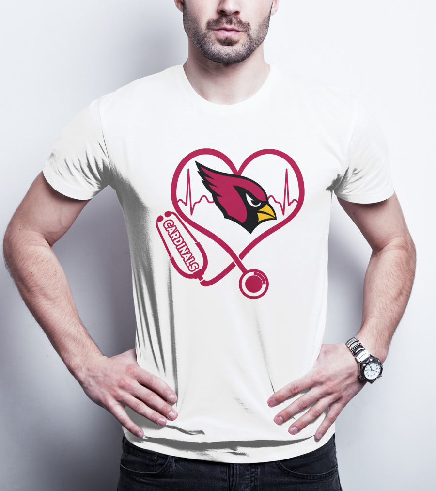 Arizona Cardinals Nurse Heart Stethoscope T-Shirt
