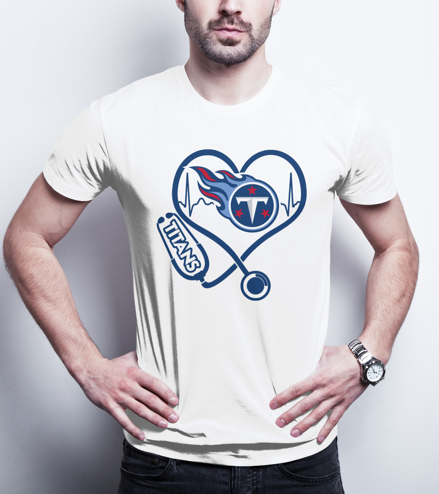 Nurse Heartbeat Stethoscope Tennessee Titans T-Shirt