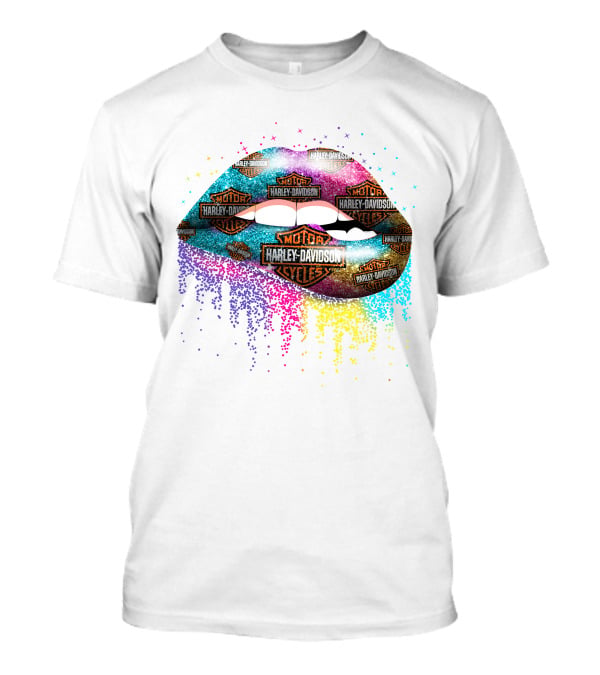 Harley Davidson Logo Lips With Colorful Effect T-Shirt