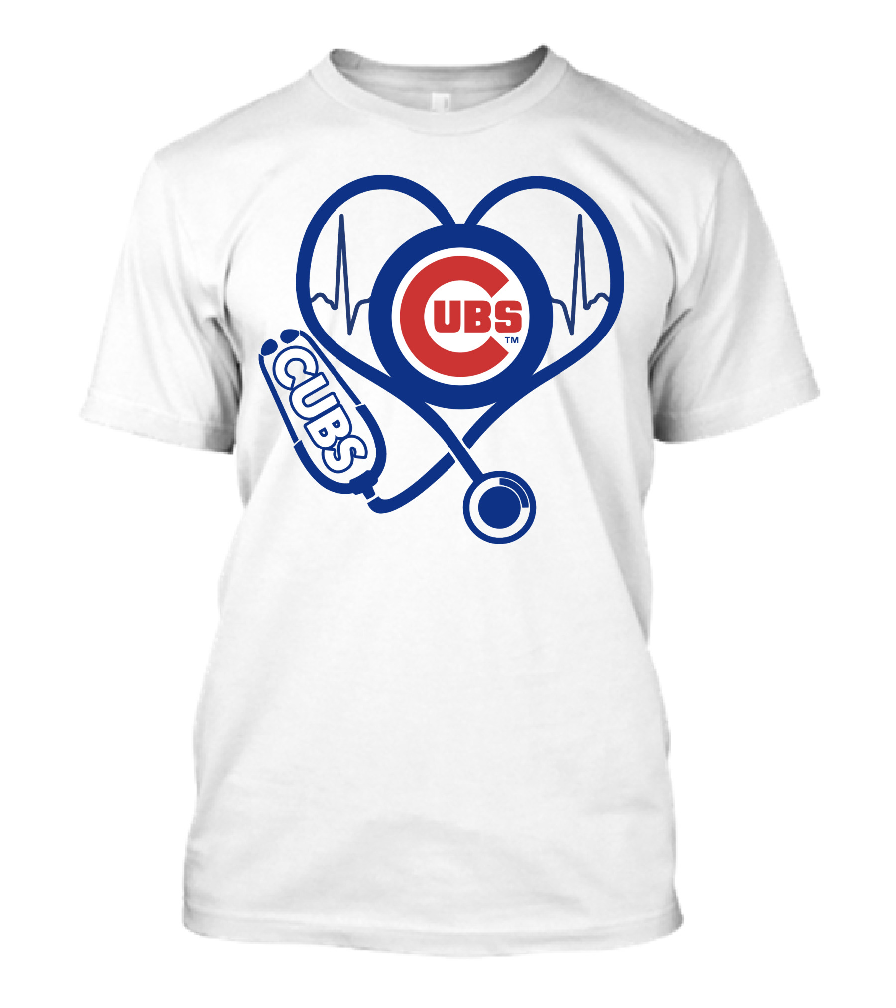 Cubs Heartbeat Stethoscope Nurse Love T-Shirt
