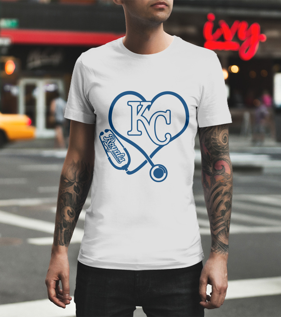 Kansas City Royals Kc Nurse Heart Stethoscope T-Shirt
