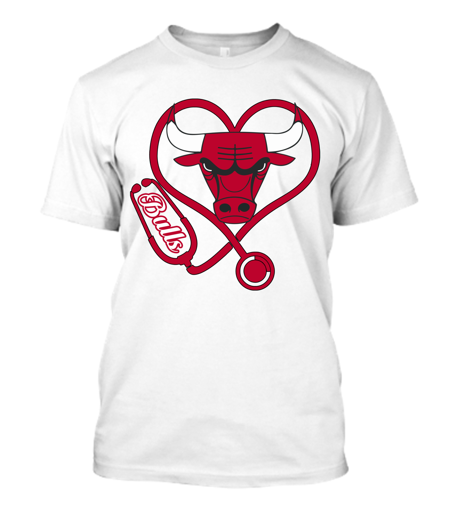 Nurse Love Bulls Stethoscope Heart T-Shirt