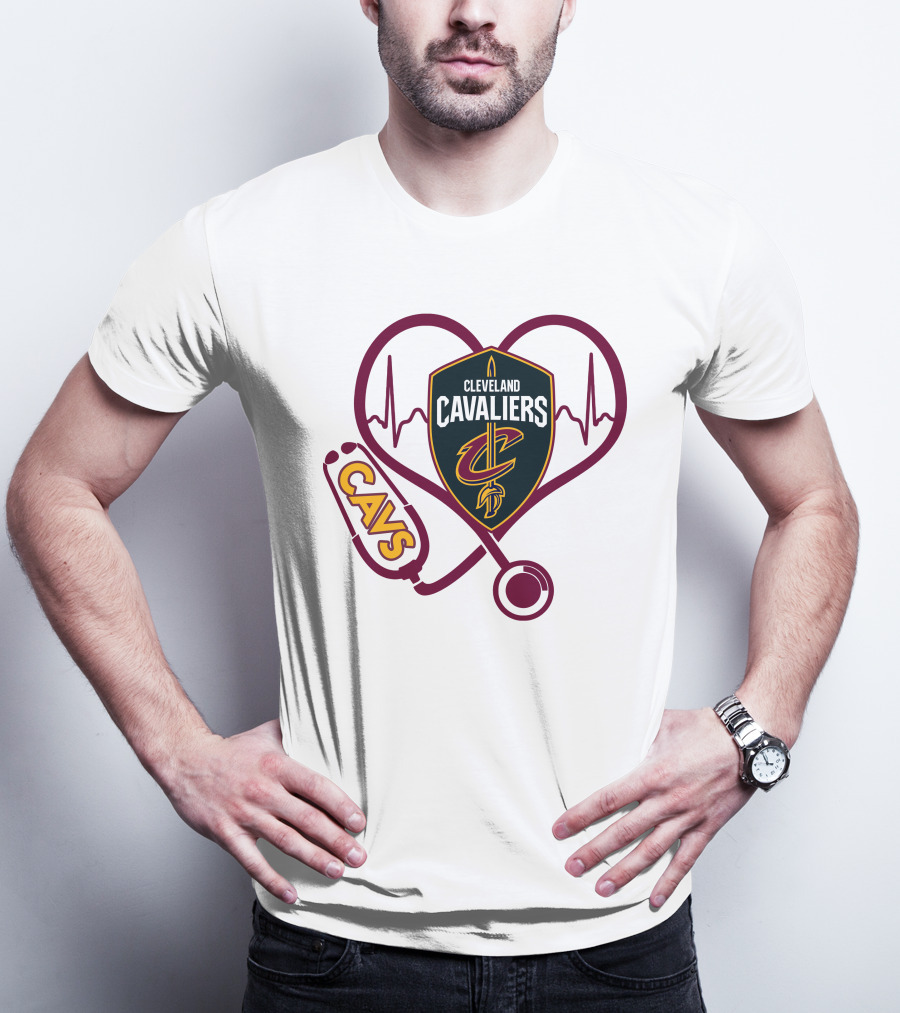 Cleveland Cavaliers Nurse Love Cavs Heartbeat Stethoscope T-Shirt