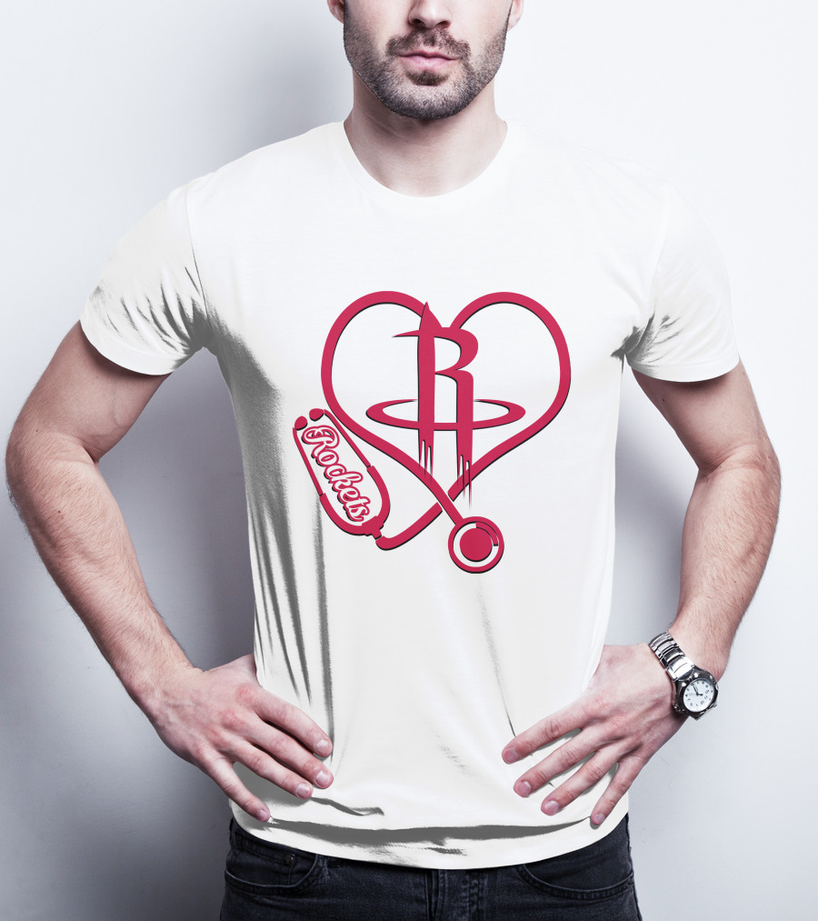Nurse Heart Houston Rockets Logo Stethoscope T-Shirt