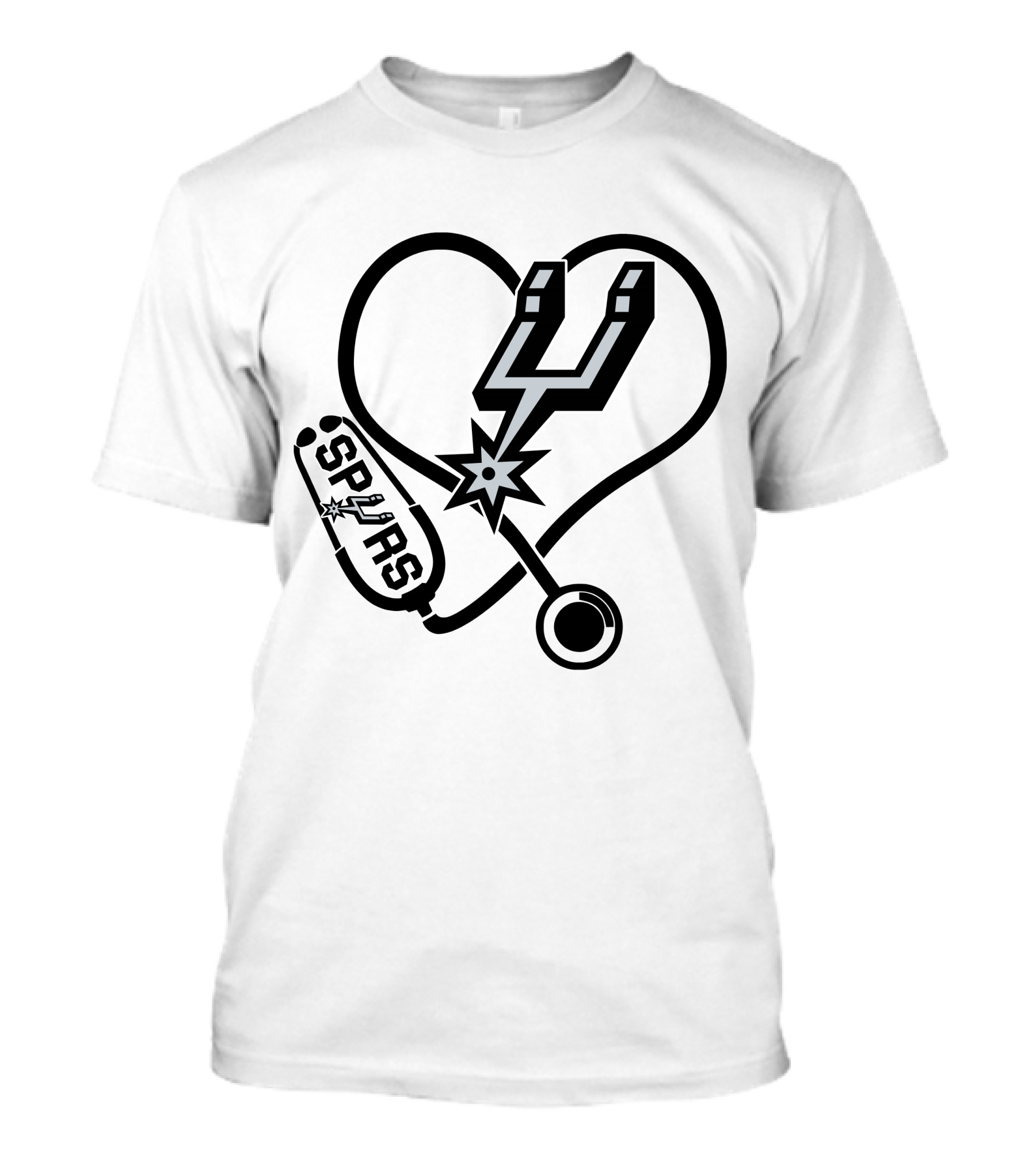 San Antonio Spurs Nurse Love Heart Stethoscope T-Shirt