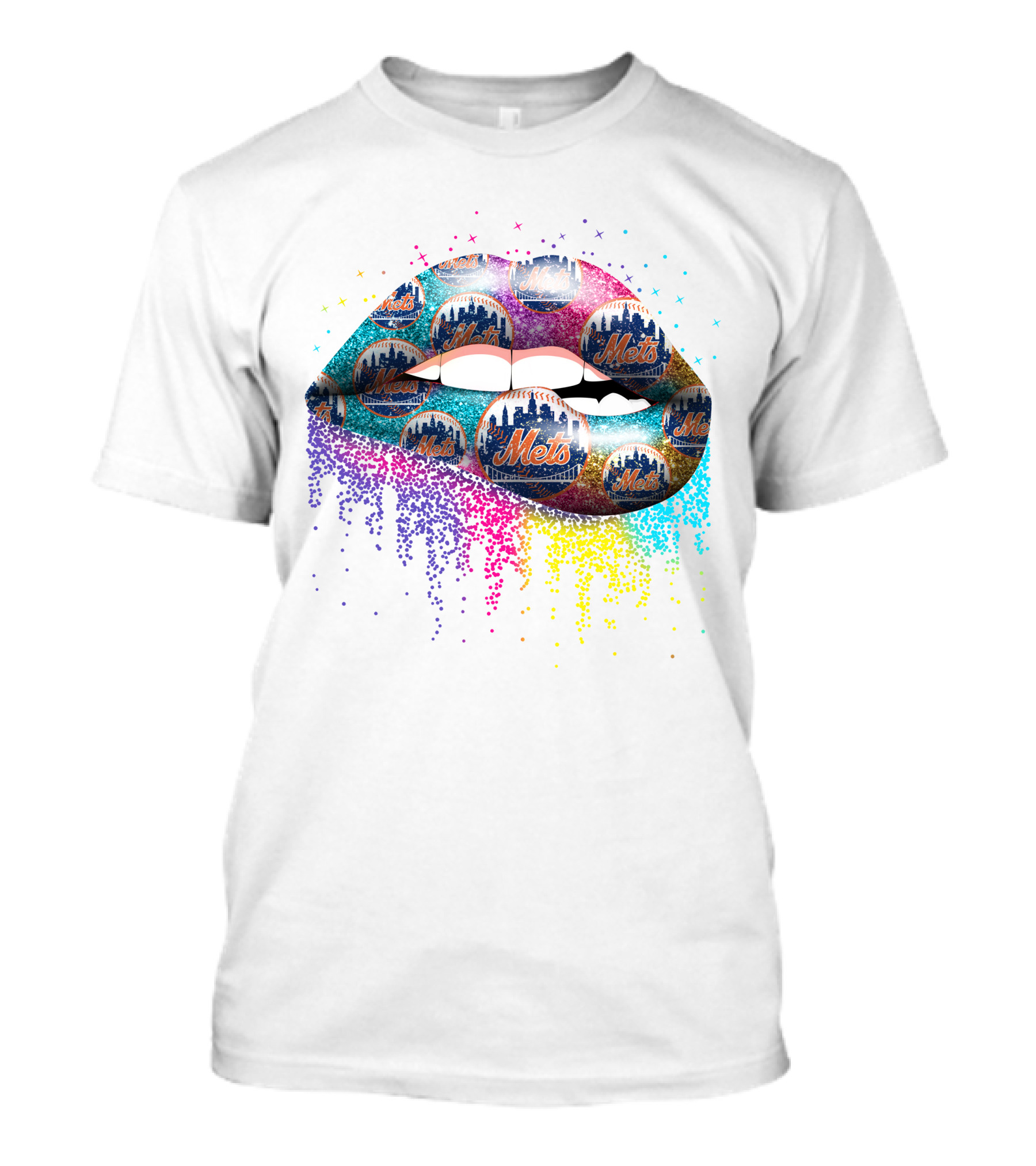 Lips New York Mets Baseball Skyline T-Shirt