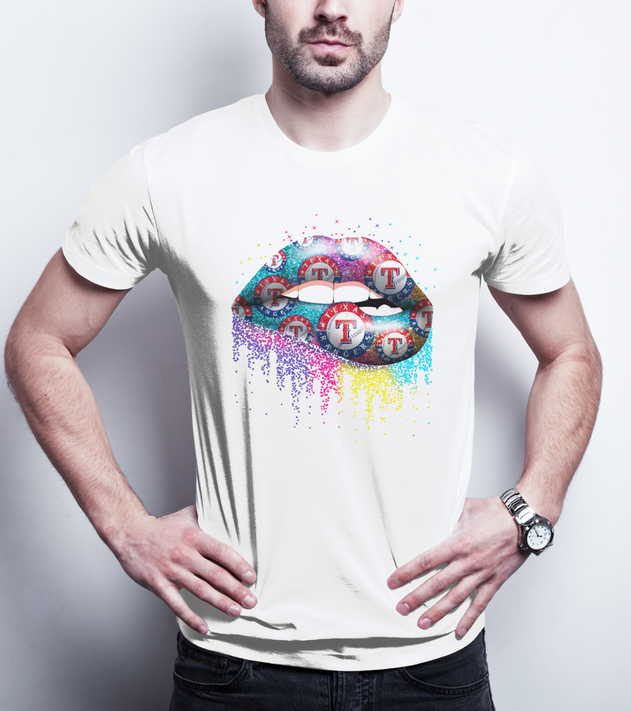 Texas Rangers Lips Multicolored Burst T-Shirt
